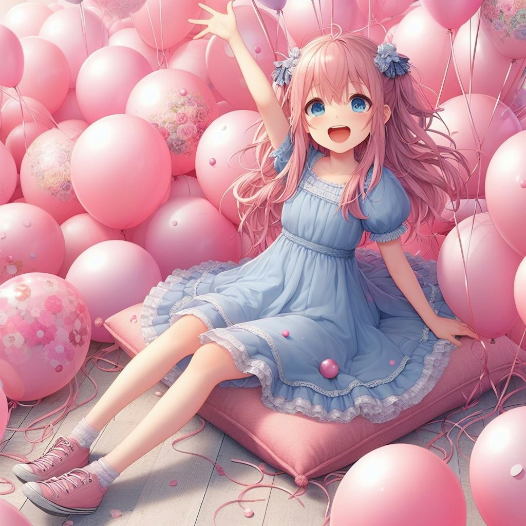 パパが大好きな風船がいっぱいだよ♡ よかったねパパ♡ Chichi Pui(ちちぷい)aiイラスト専用の投稿&生成サイト