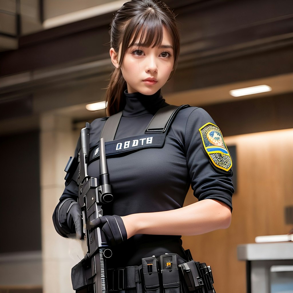 出動準備完了したSWAT隊員 | chichi-pui（ちちぷい）AIグラビア・AIフォト専用の投稿＆生成サイト