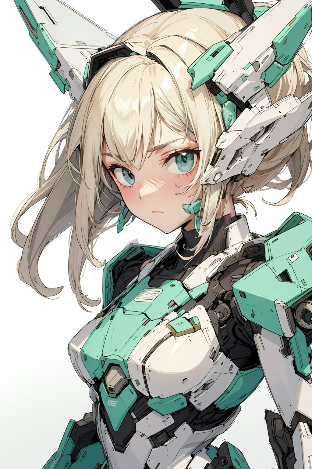 Mint Green MECHA GIRL | chichi-pui（ちちぷい）AIイラスト専用の投稿＆生成サイト