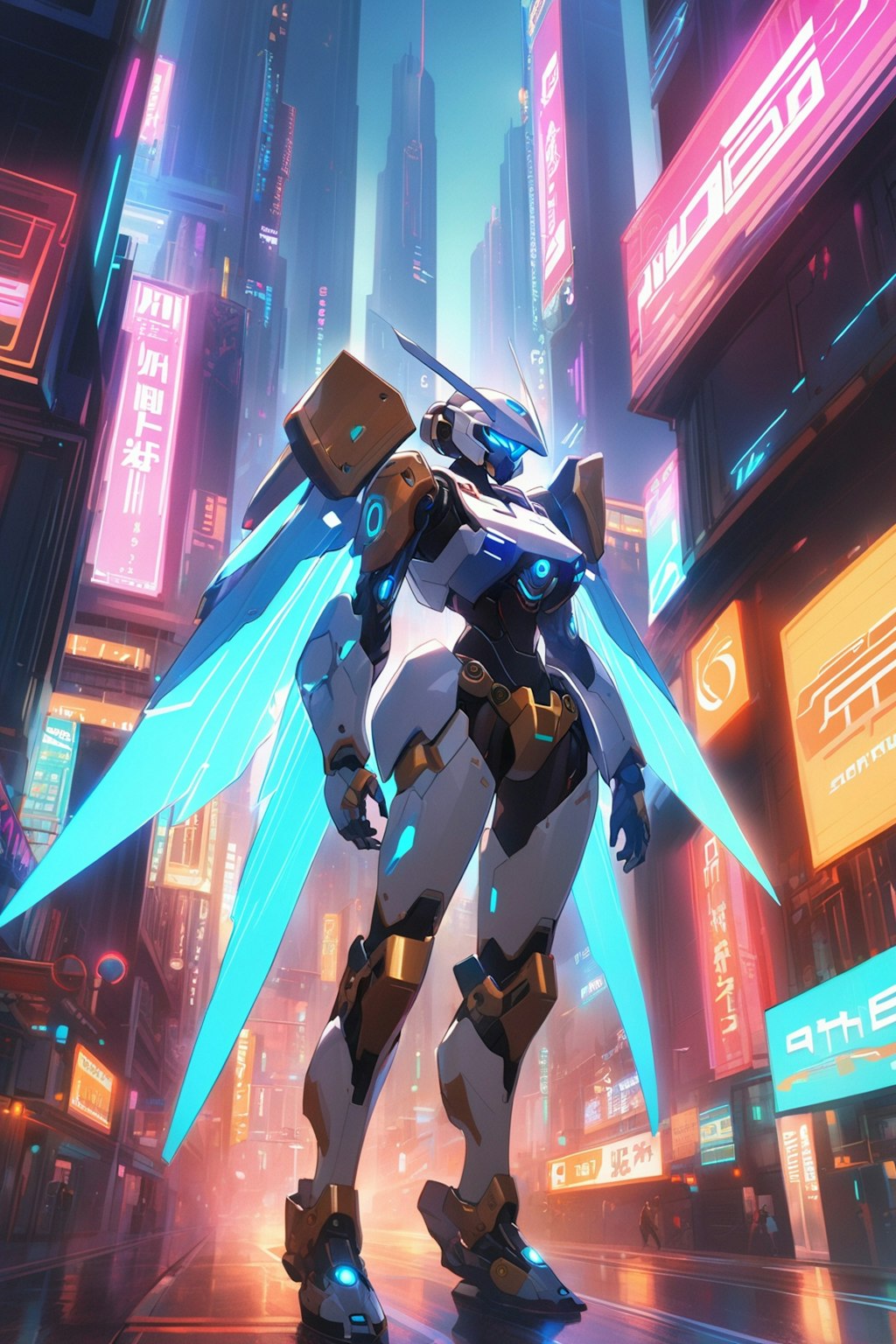 Fairy mecha in cyberpunk city | chichi-pui（ちちぷい）AIイラスト専用の投稿＆生成サイト