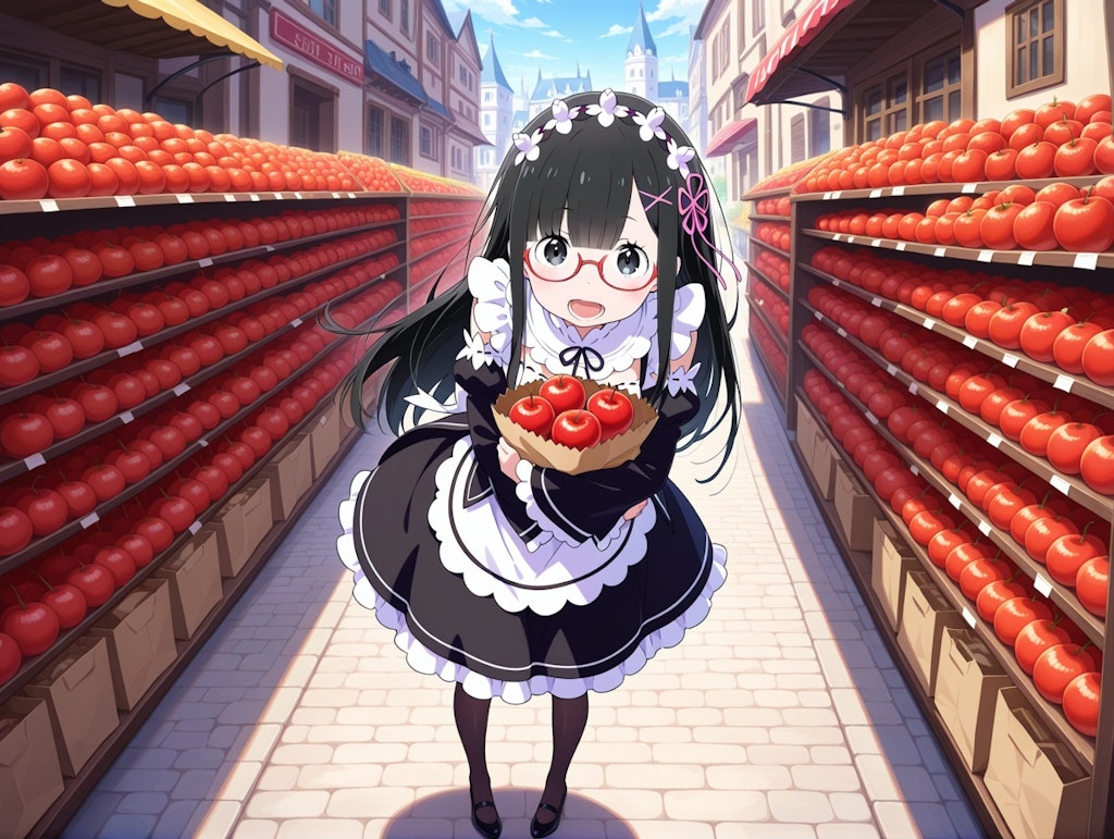 リンゴ屋さんはじめました | chichi-pui（ちちぷい）AIイラスト専用の投稿＆生成サイト