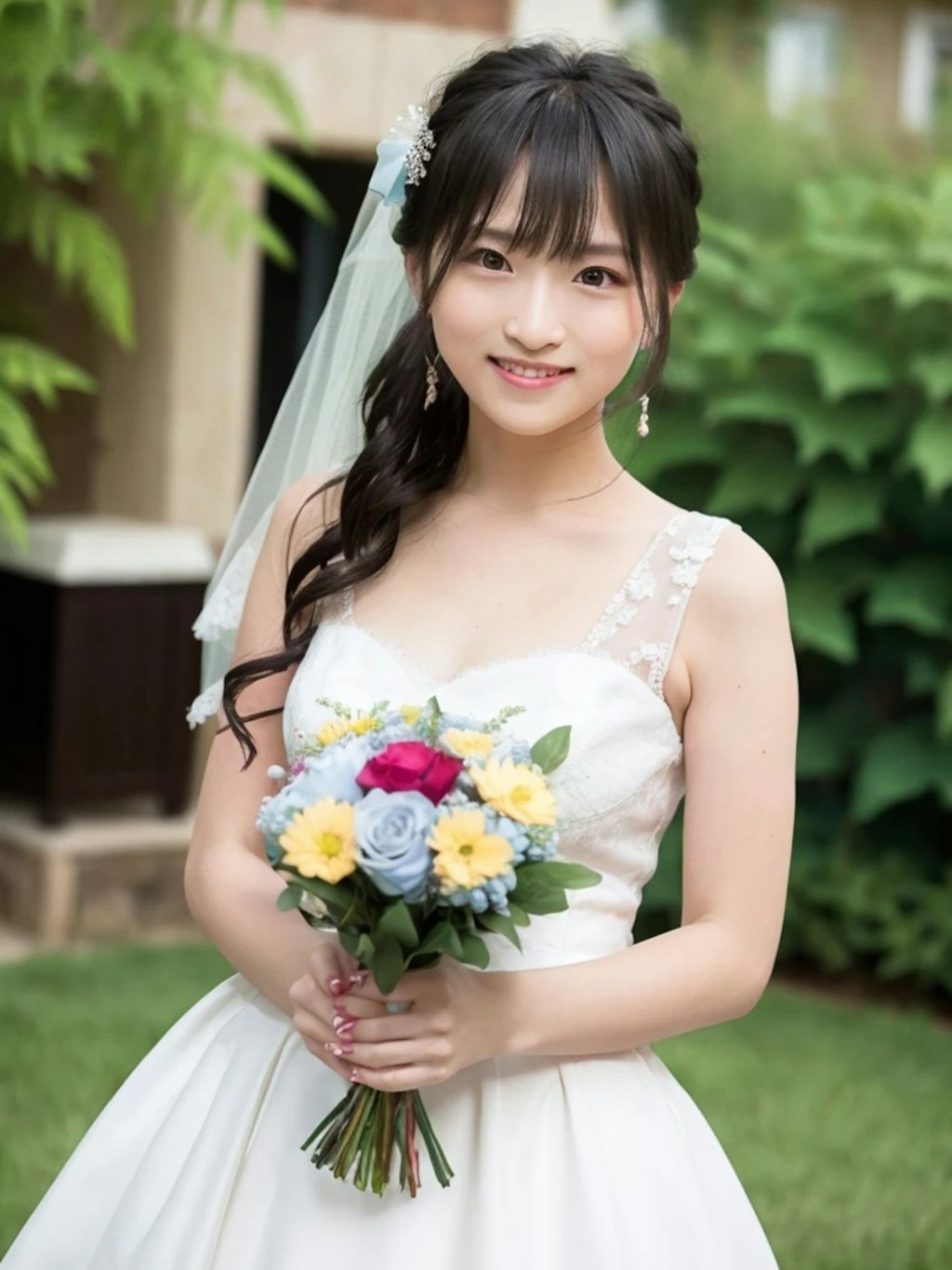 黒髪ロングでウェディングドレスの美女77 | chichi-pui（ちちぷい）AIグラビア・AIフォト専用の投稿＆生成サイト