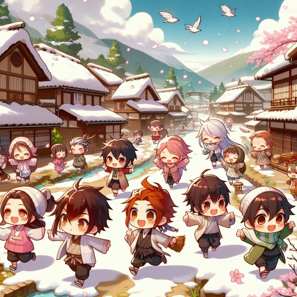 雪とけて村いっぱいの子どもかな Chichi Pui(ちちぷい)aiイラスト専用の投稿&生成サイト