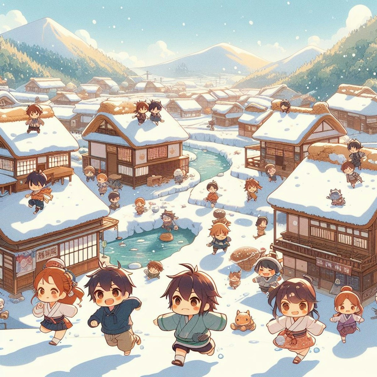 雪とけて村いっぱいの子どもかな Chichi Pui(ちちぷい)aiイラスト専用の投稿&生成サイト