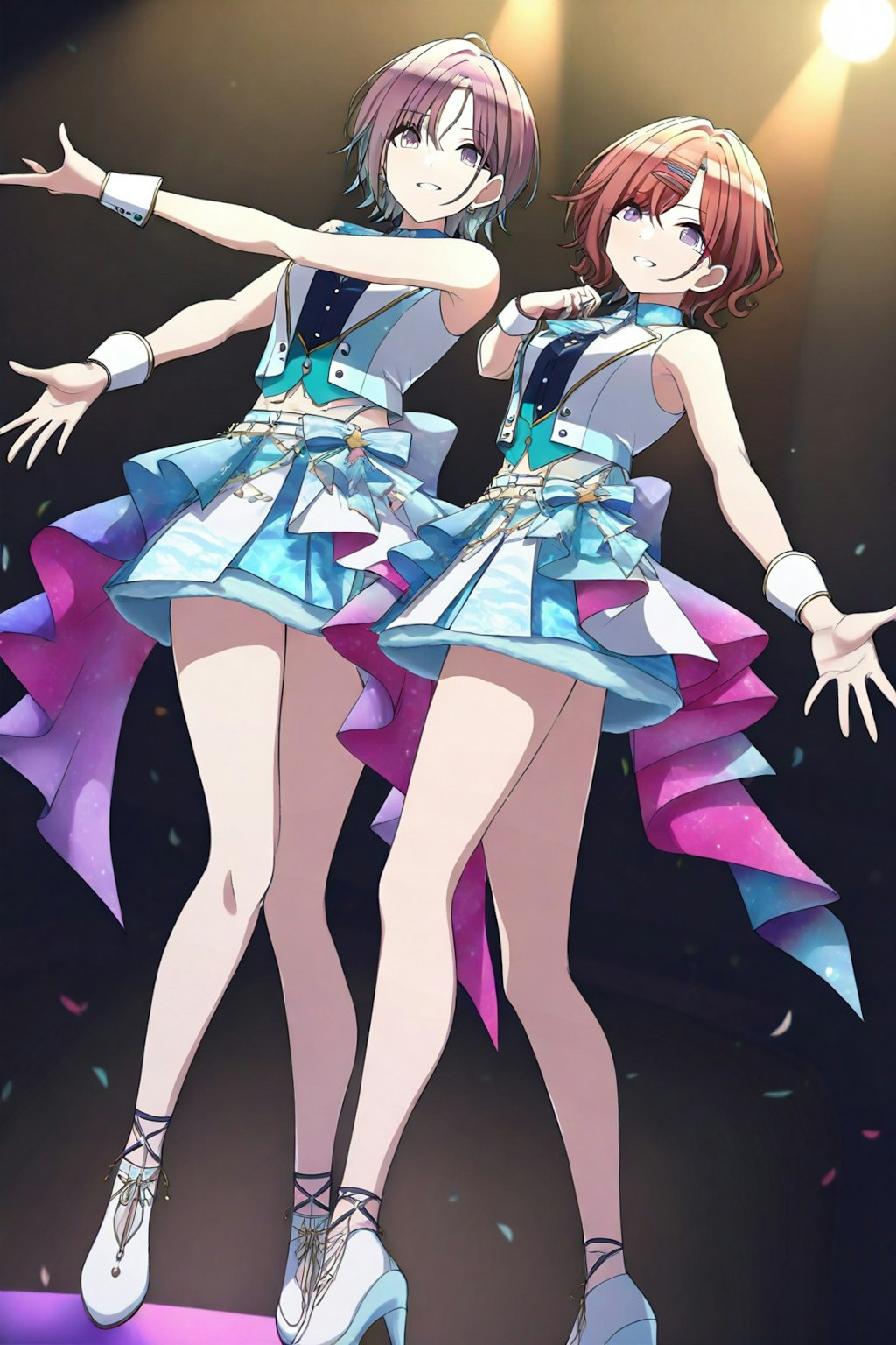 【noctchill】「朝倉透ちゃん」と「樋口円香ちゃん」-on Stage ー by #PRISM Ver. ー | chichi-pui（ちちぷい）AIイラスト専用の投稿＆生成サイト