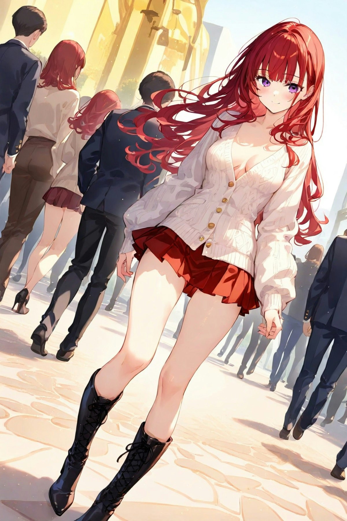 【CAPE様・WAVE様・PRISM様版】赤毛紫目美少女 | chichi-pui（ちちぷい）AIイラスト専用の投稿＆生成サイト