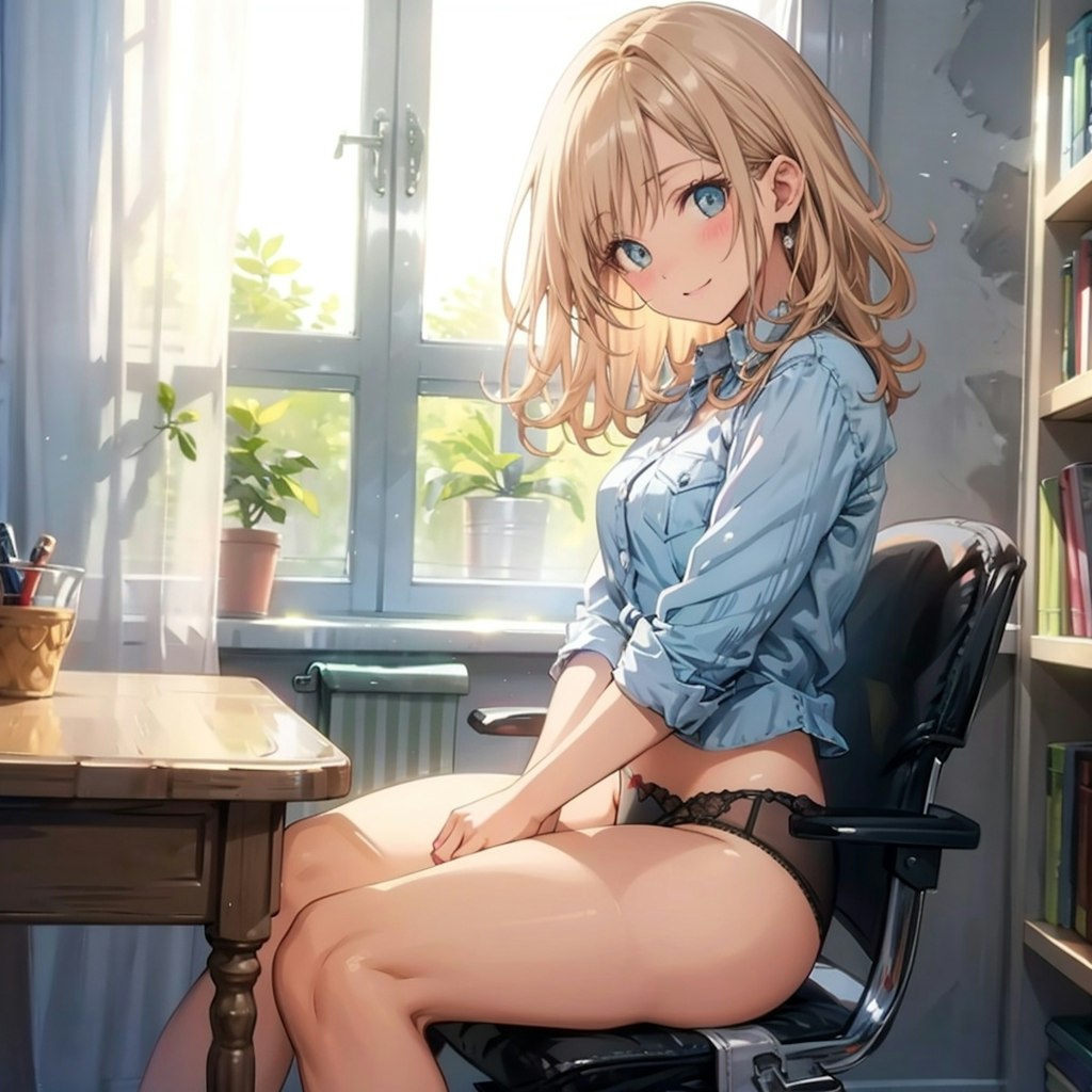 OL sitting on a chair | chichi-pui（ちちぷい）AIイラスト専用の投稿＆生成サイト