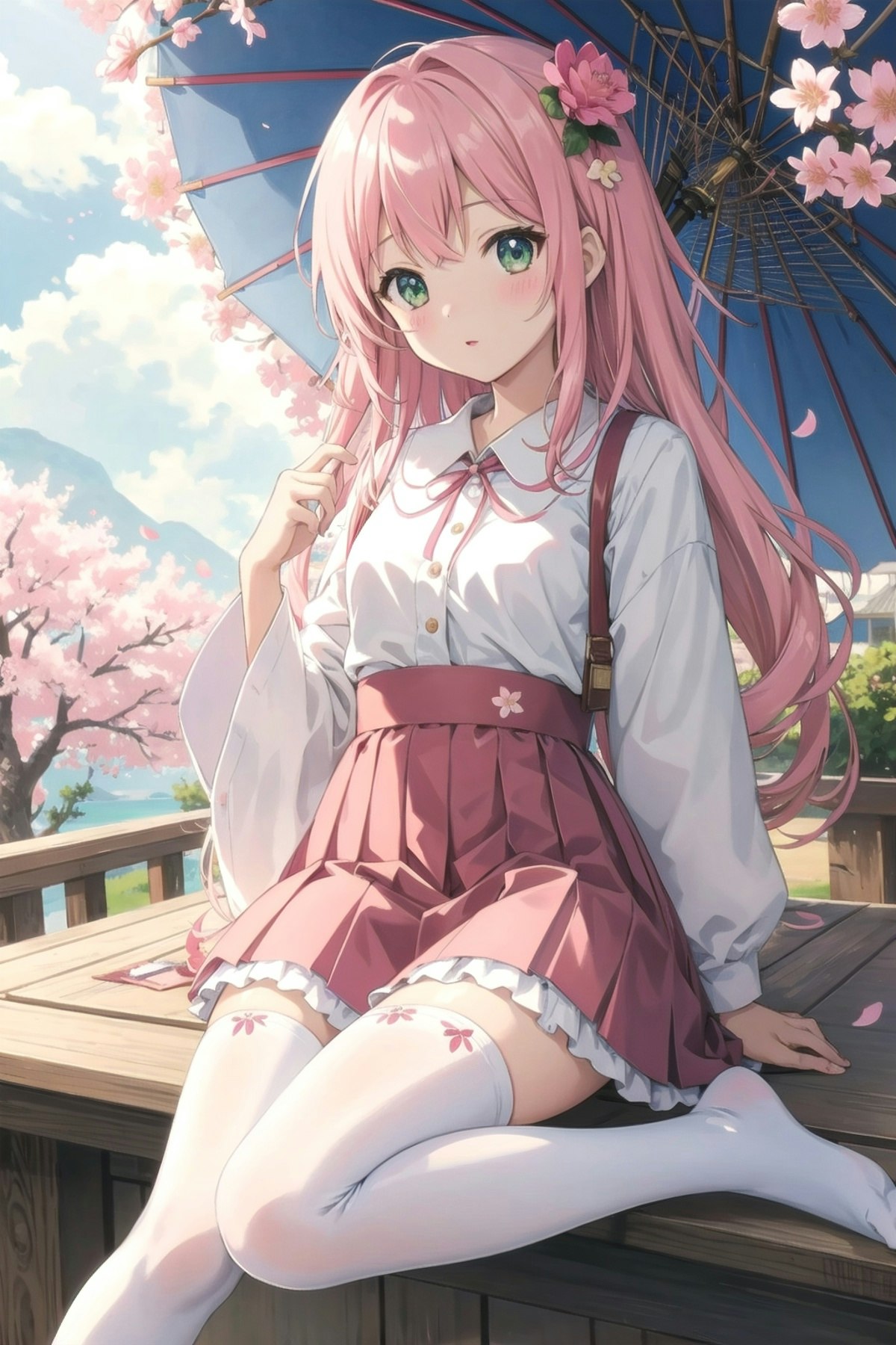 AI(39):白タイツ:ピンク髪 | chichi-pui（ちちぷい）AIイラスト専用の投稿＆生成サイト