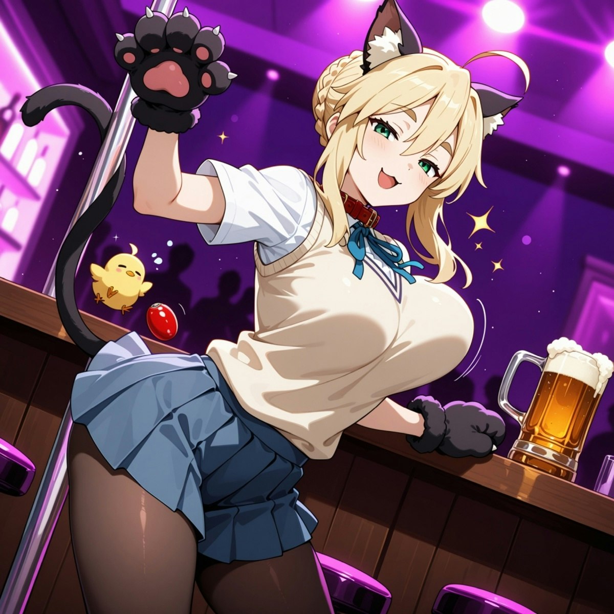 BarCatでダンスする猫耳制服コスプレ人妻達 | chichi-pui（ちちぷい）AIイラスト専用の投稿＆生成サイト