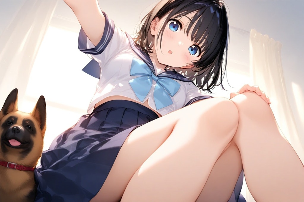 制服JK #171 with イッヌ WAVE | chichi-pui（ちちぷい）AIイラスト専用の投稿＆生成サイト