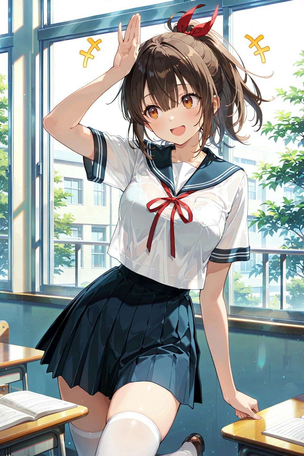 教室のあかりん撮影会 Y725 | ちちぷいAIイラスト