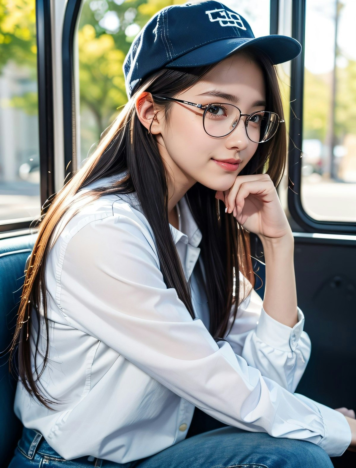 バスで見つけたナチュラル美人 | chichi-pui（ちちぷい）AIグラビア・AIフォト専用の投稿＆生成サイト