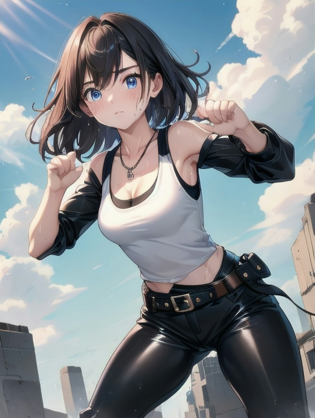 fightting pose & flow | chichi-pui（ちちぷい）AIイラスト専用の投稿＆生成サイト