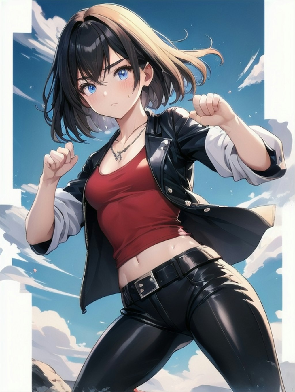 fightting pose & flow | chichi-pui（ちちぷい）AIイラスト専用の投稿＆生成サイト