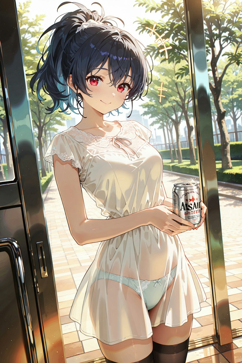 スカート薄すぎて、ビールより透けてる件 Y627 | chichi-pui（ちちぷい）AIイラスト専用の投稿＆生成サイト