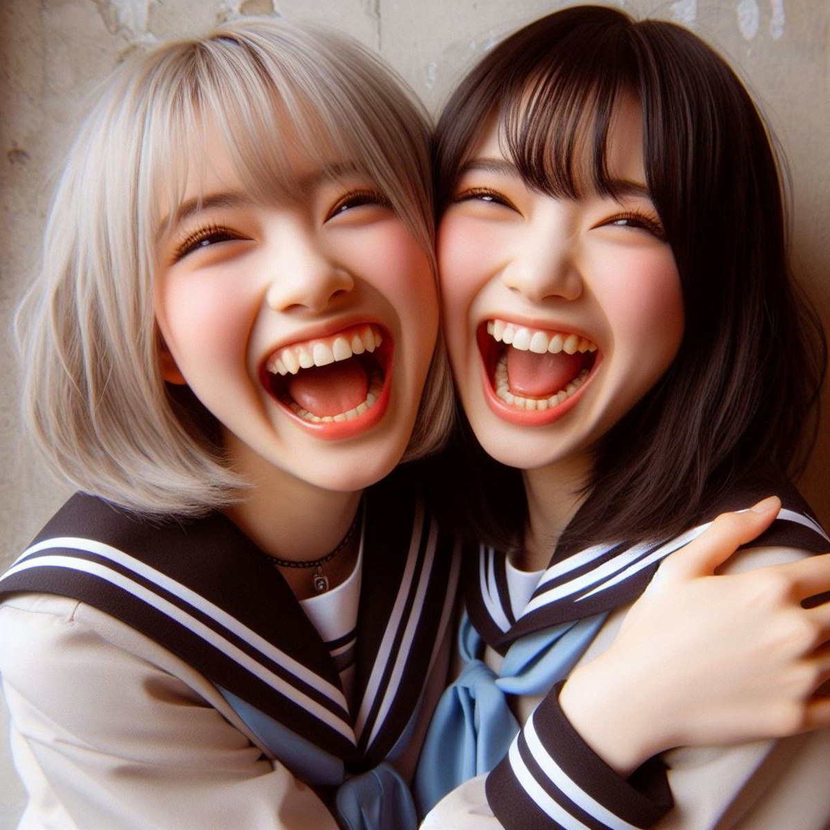 爆笑しているjkふたり Chichi Pui(ちちぷい)aiグラビア・aiフォト専用の投稿&生成サイト