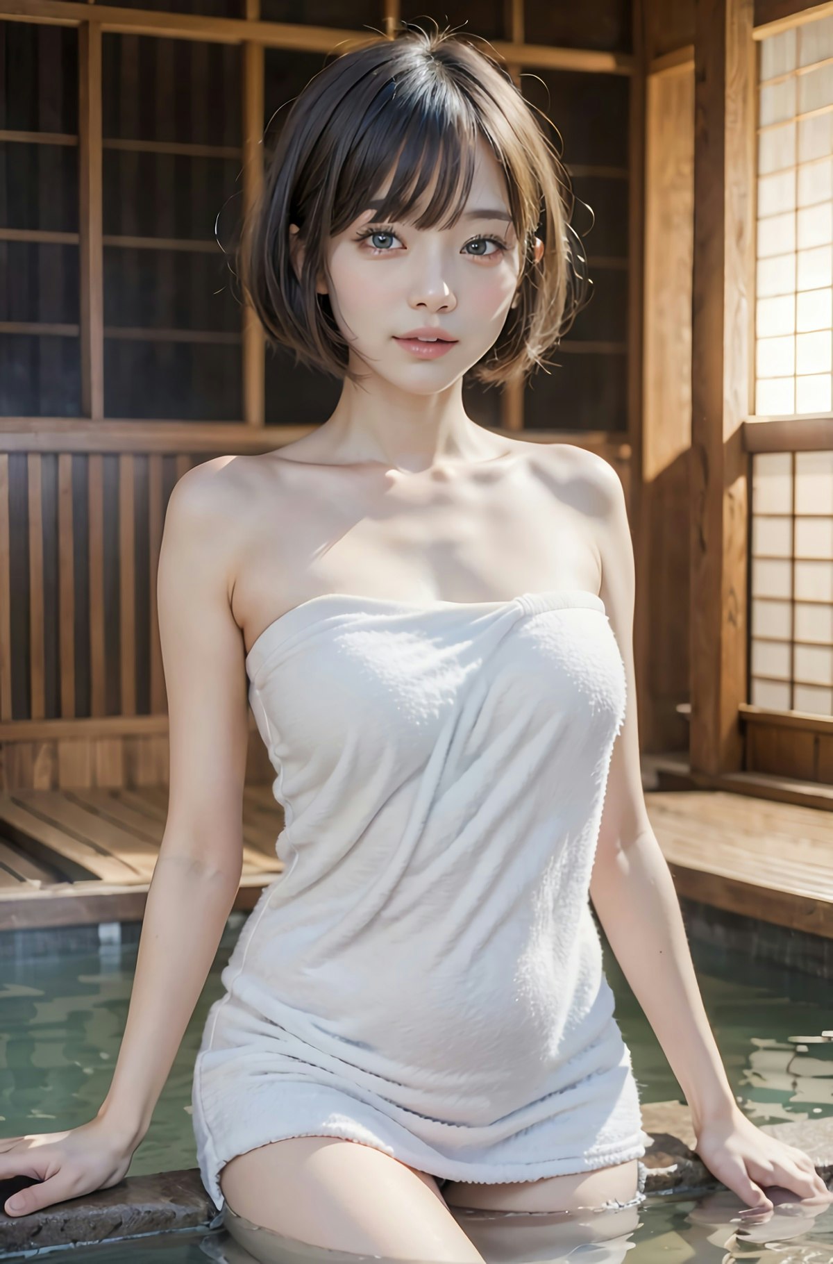 温泉女子(裸タオル) Chichi Pui(ちちぷい)aiグラビア・aiフォト専用の投稿&生成サイト