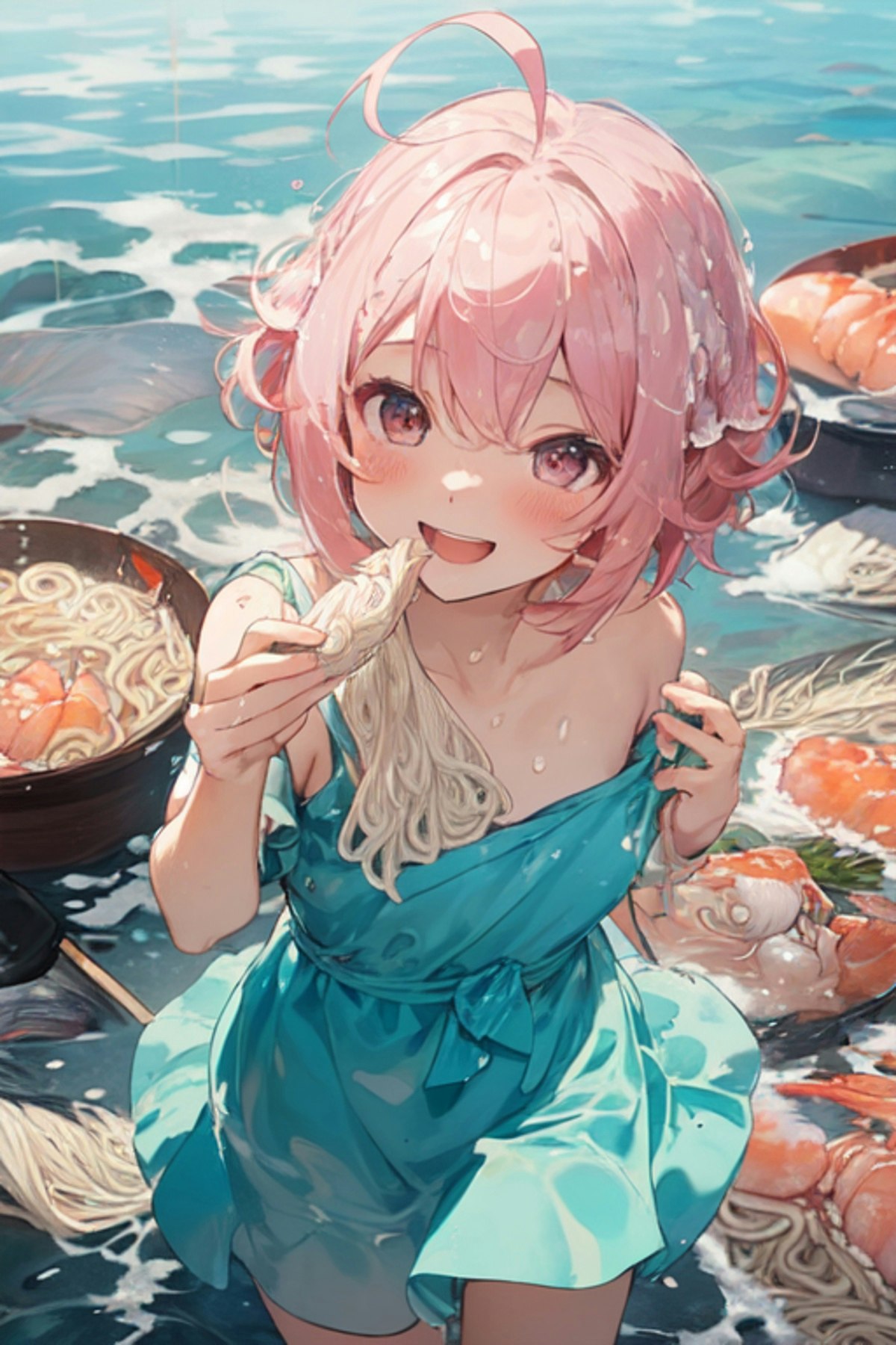 美少女海鮮麺、めしあがれ🎵😉 Chichi Pui(ちちぷい)aiイラスト専用の投稿&生成サイト