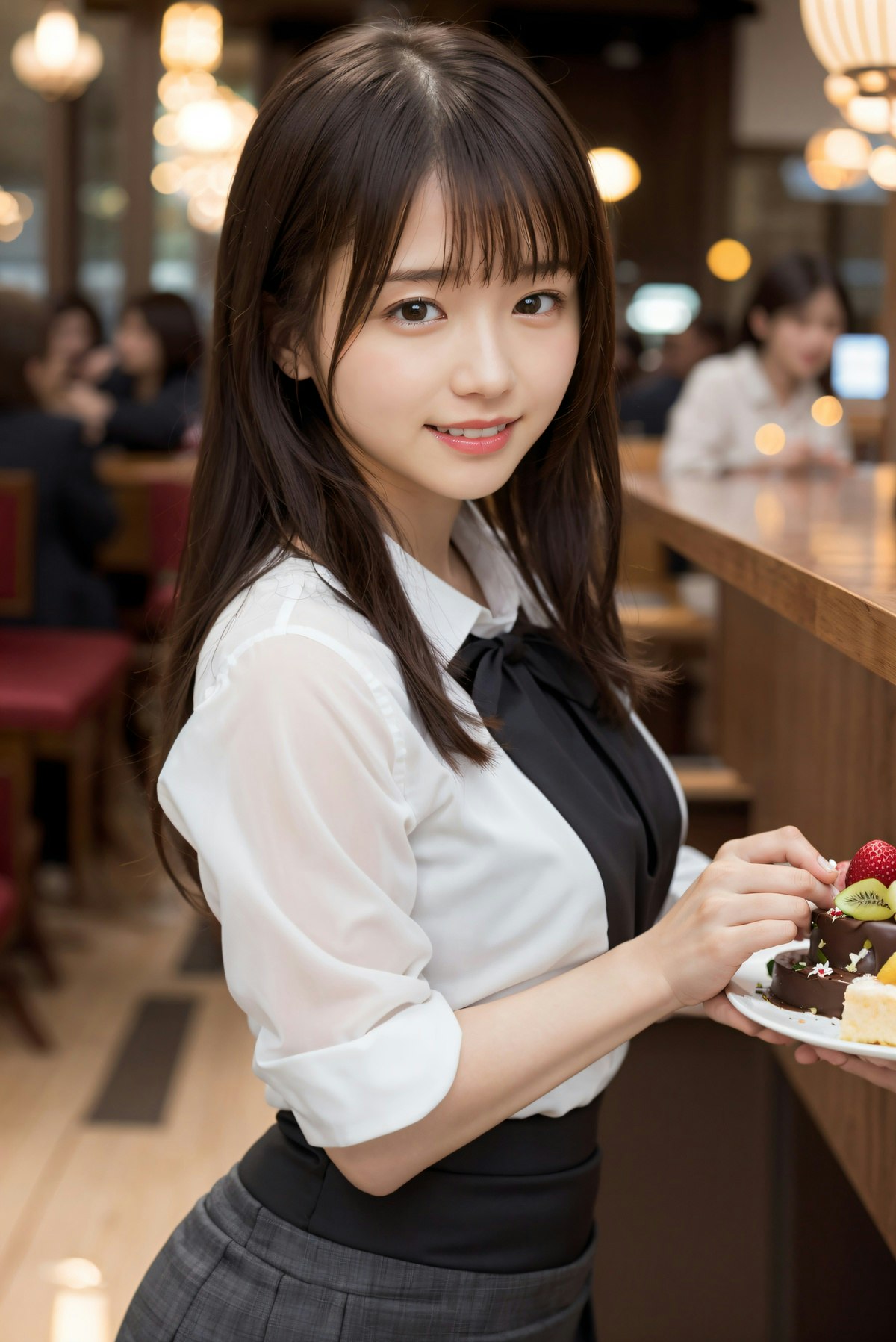 デザートレストランのOL | ちちぷいAIイラスト