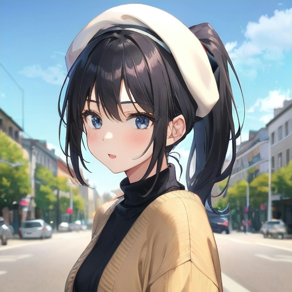 待ち合わせに遅刻して怒ってるポニテ女子 Chichi Pui(ちちぷい)aiイラスト専用の投稿&生成サイト