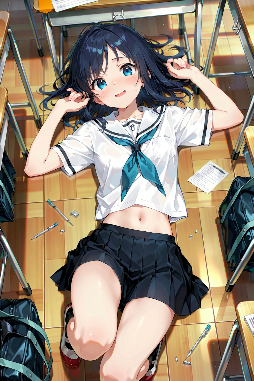 え゛っ、私寝ちゃってた？ よだれ垂れていないよねっ！？ Y506 | chichi-pui（ちちぷい）AIイラスト専用の投稿＆生成サイト