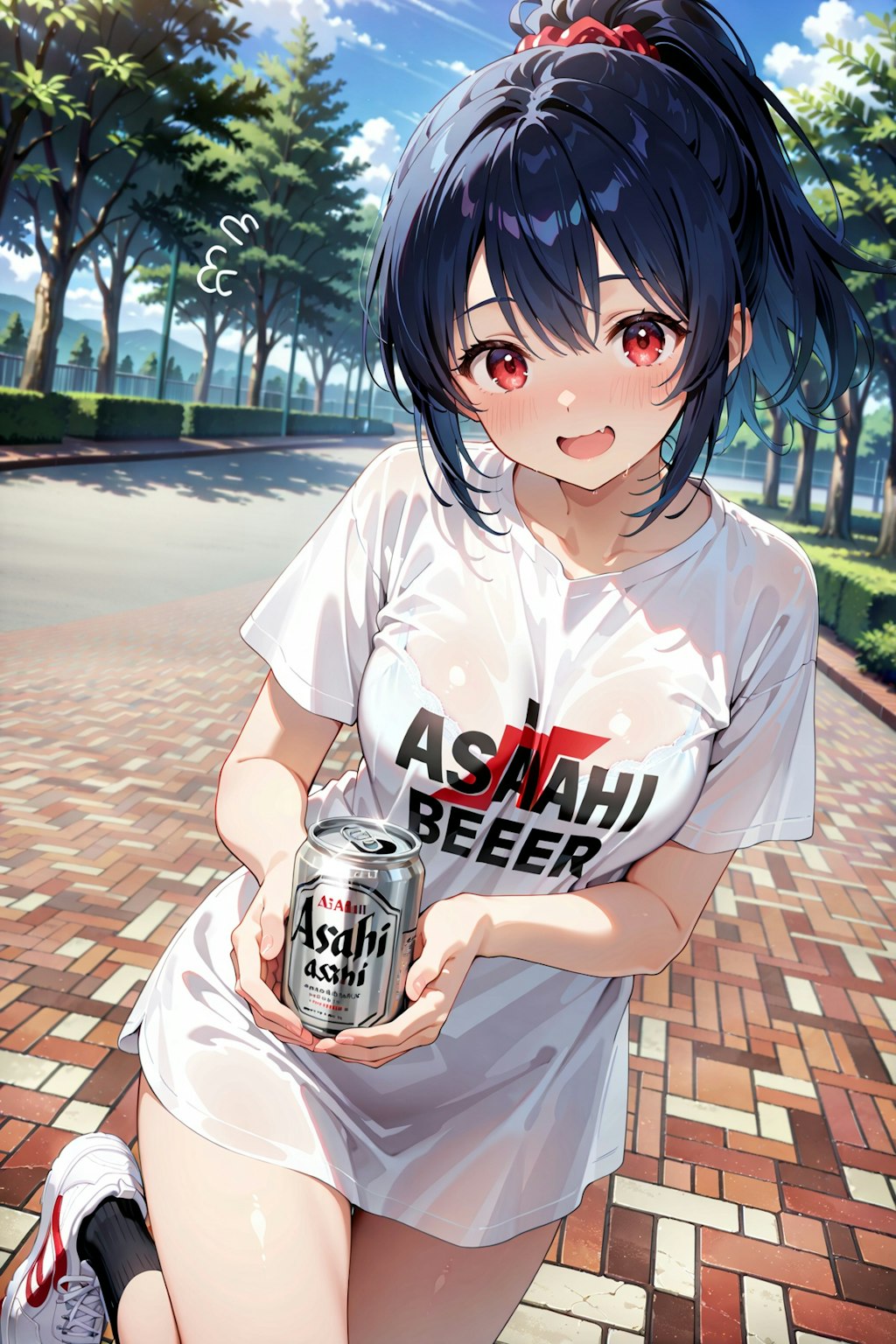 公園ビアガールは青春の味 Y627 | chichi-pui（ちちぷい）AIイラスト専用の投稿＆生成サイト