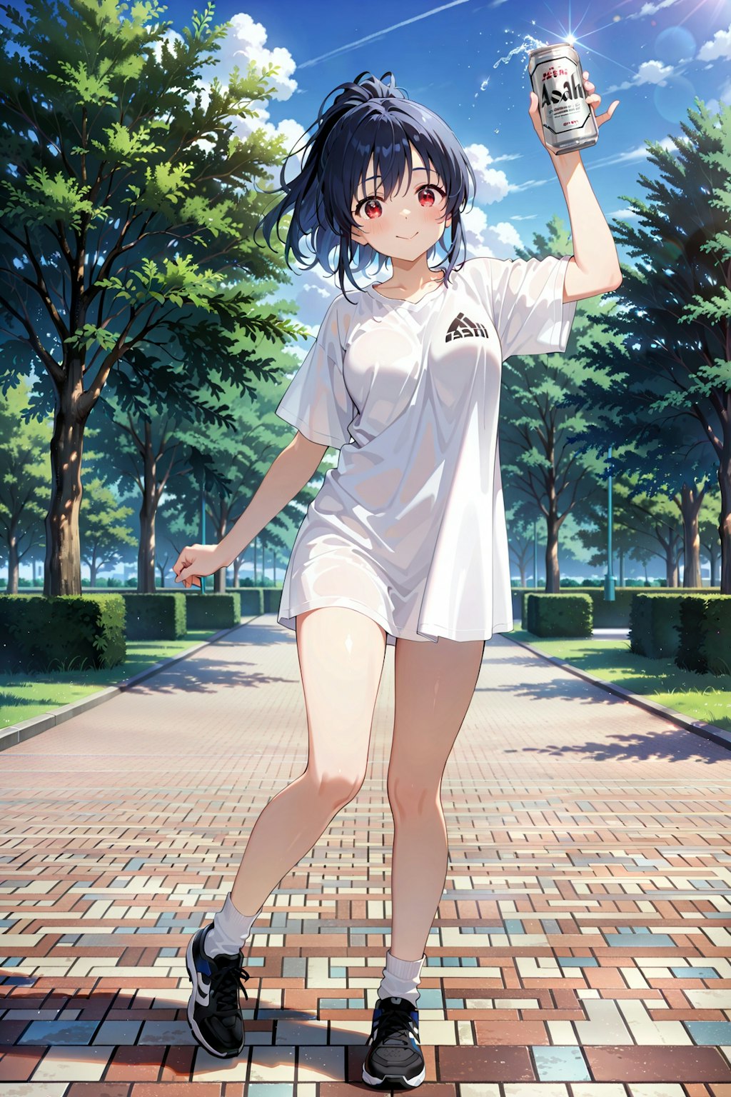 公園ビアガールは青春の味 Y627 | chichi-pui（ちちぷい）AIイラスト専用の投稿＆生成サイト