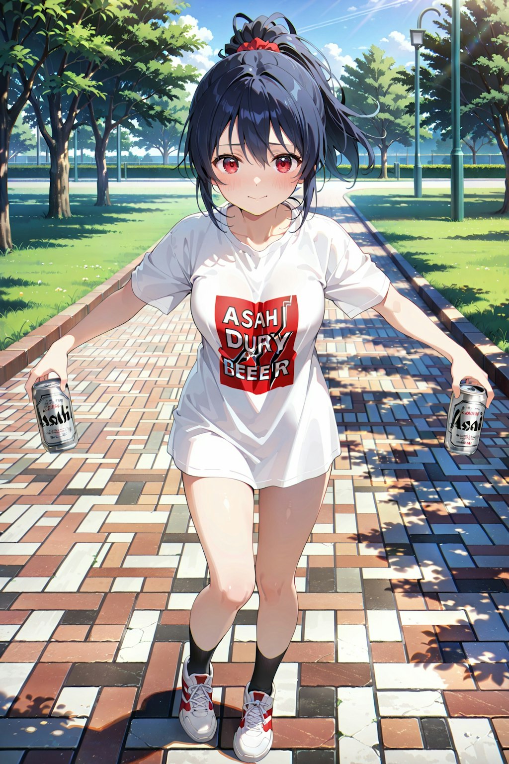 公園ビアガールは青春の味 Y627 | chichi-pui（ちちぷい）AIイラスト専用の投稿＆生成サイト