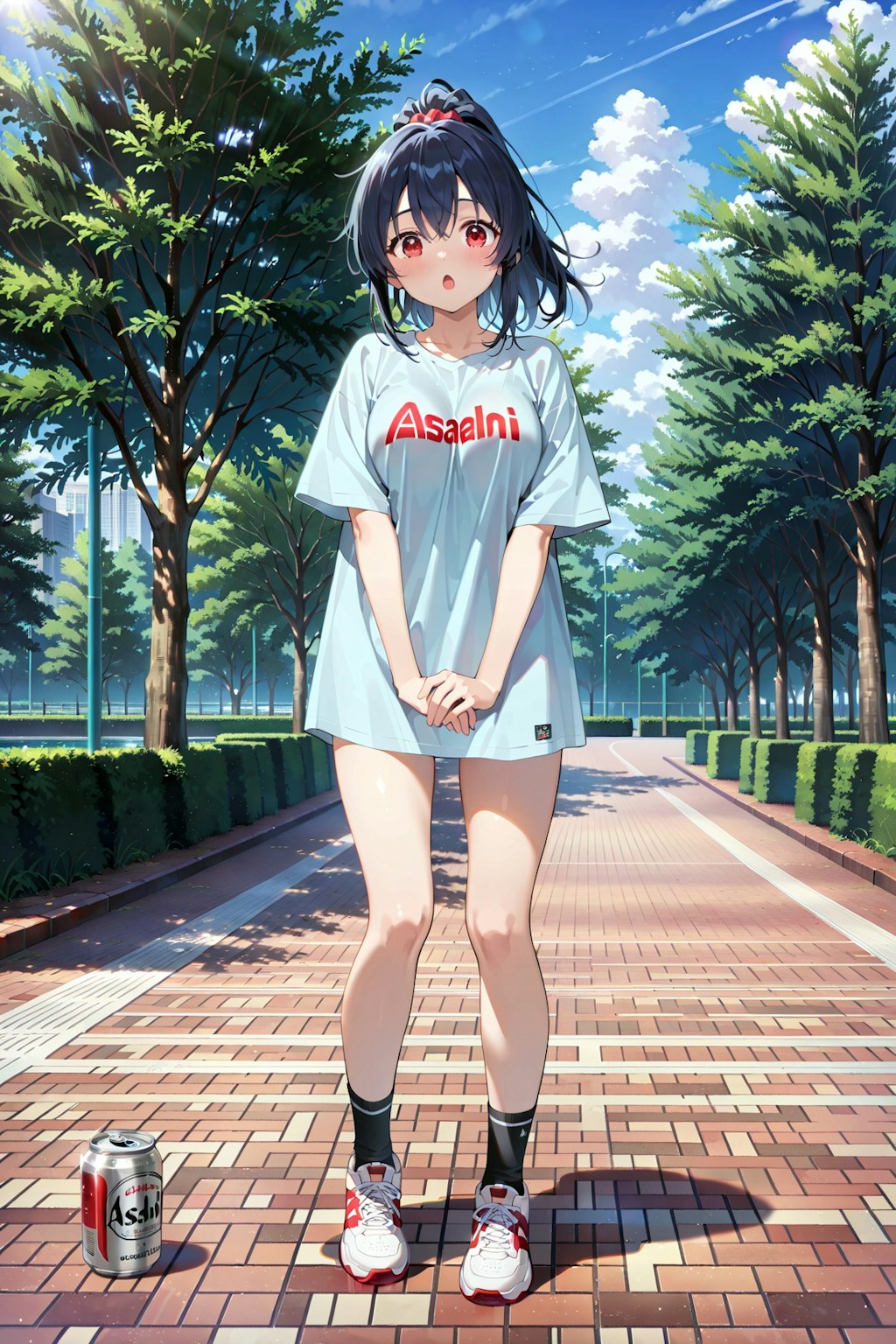 公園ビアガールは青春の味 Y627 | chichi-pui（ちちぷい）AIイラスト専用の投稿＆生成サイト