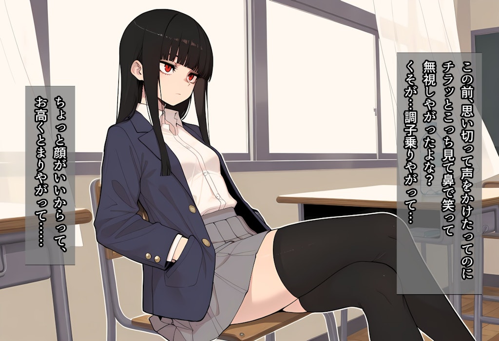 【15P漫画(前半)】同じクラスのクール系黒髪美少女JKの全裸を盗撮！～乳首もマンコも丸見えでシコり倒した俺の話～ | chichi-pui（ちちぷい）AIイラスト専用の投稿＆生成サイト