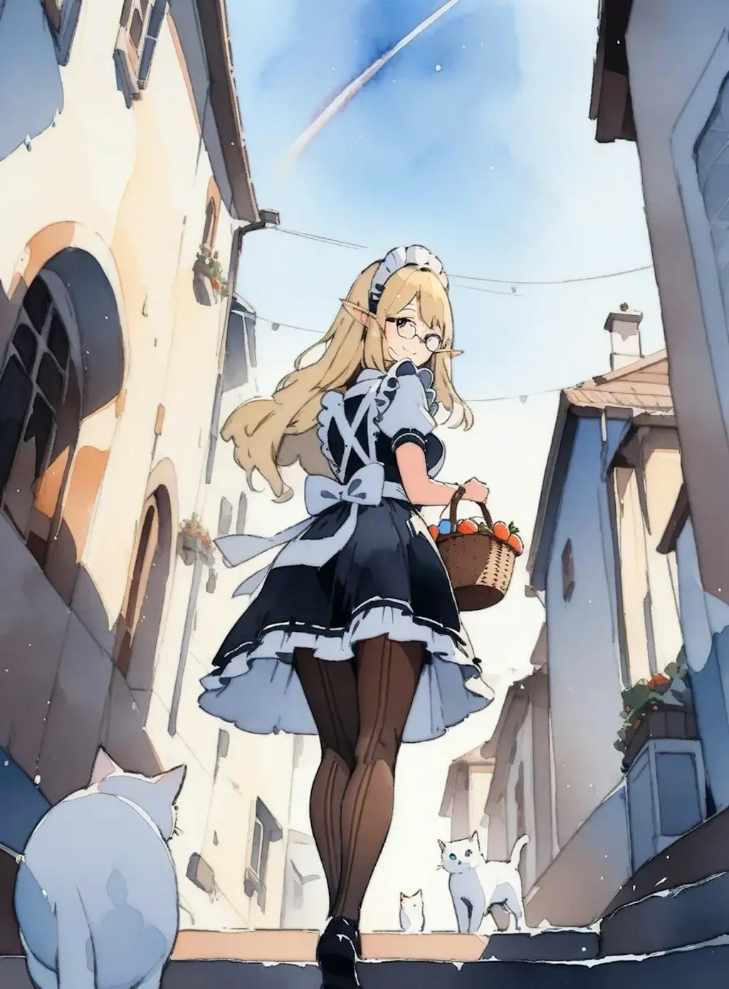 水彩画風エルフメイド2 | chichi-pui（ちちぷい）AIイラスト専用の投稿＆生成サイト