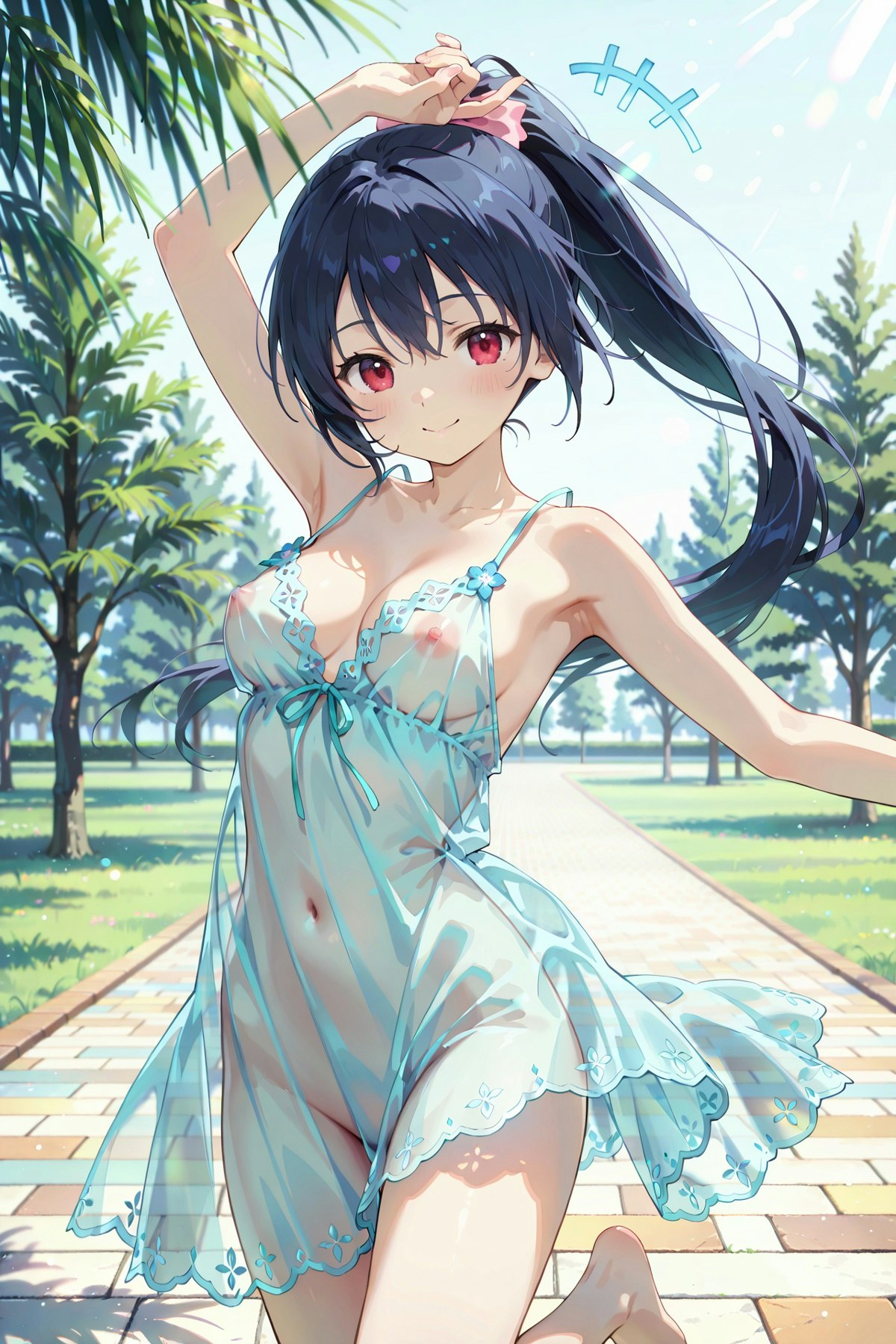 公園で透け透けランジェリー Y701 | chichi-pui（ちちぷい）AIイラスト専用の投稿＆生成サイト