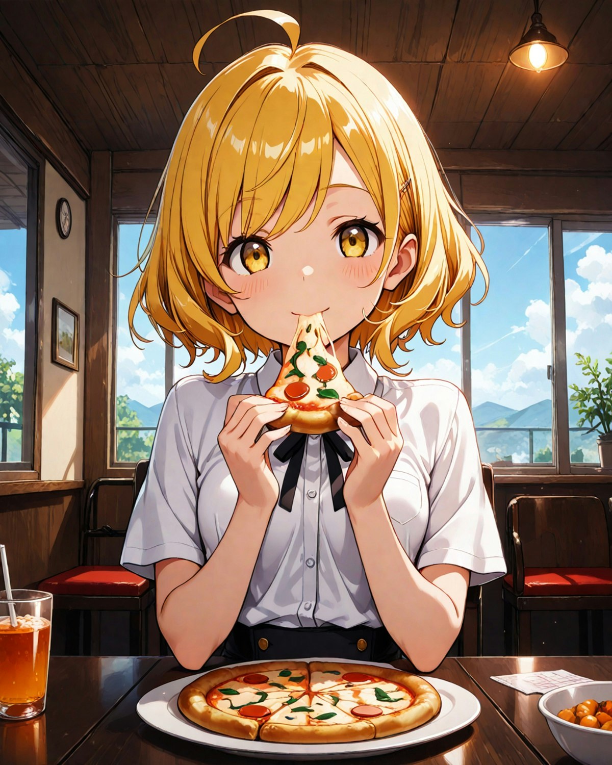 おピッツアするユイちゃん | ちちぷいAIイラスト